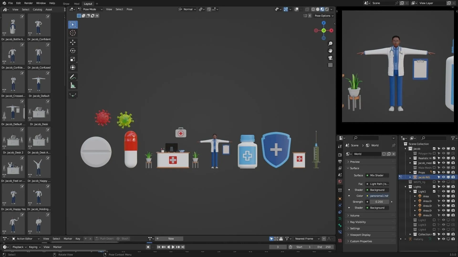 Cartoon Black Doctor Man – 3D Character Model | ThreeDee