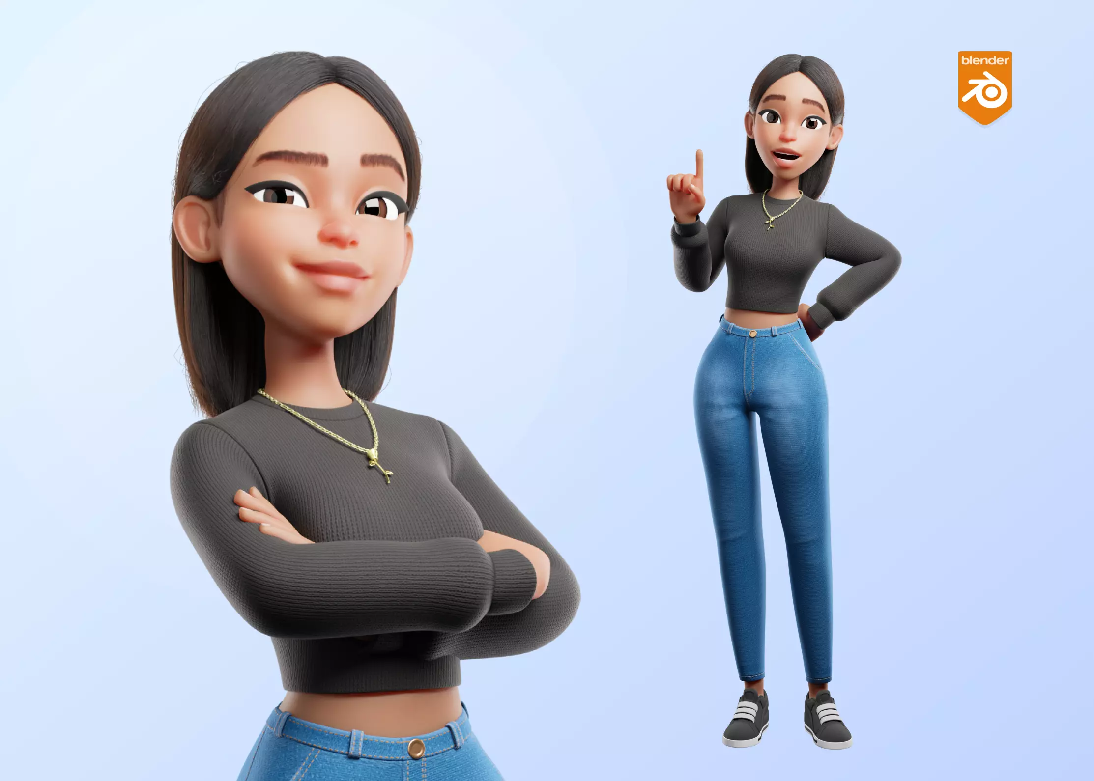 Cartoon Black Woman Teen – 3D Character Model | ThreeDee