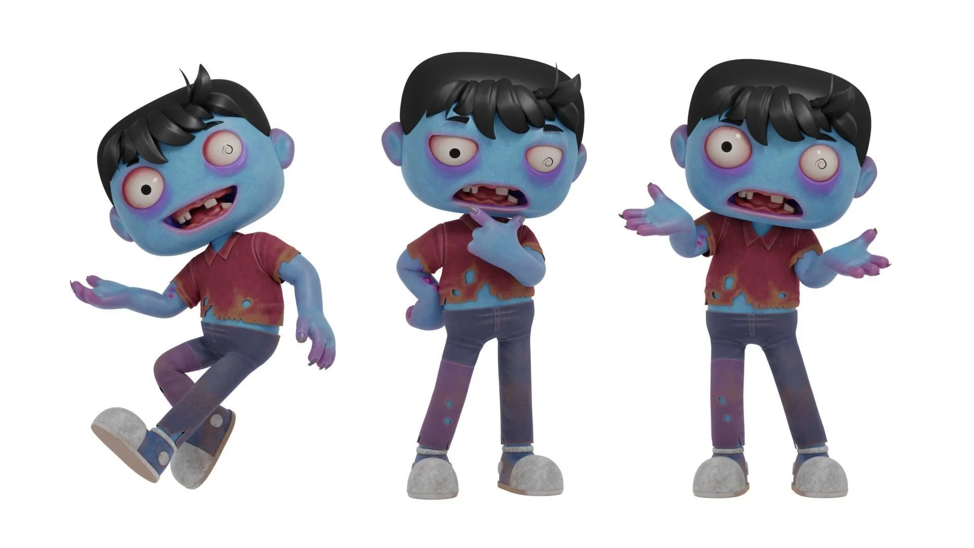 Cartoon Male Zombie – 3D Character Model | ThreeDee