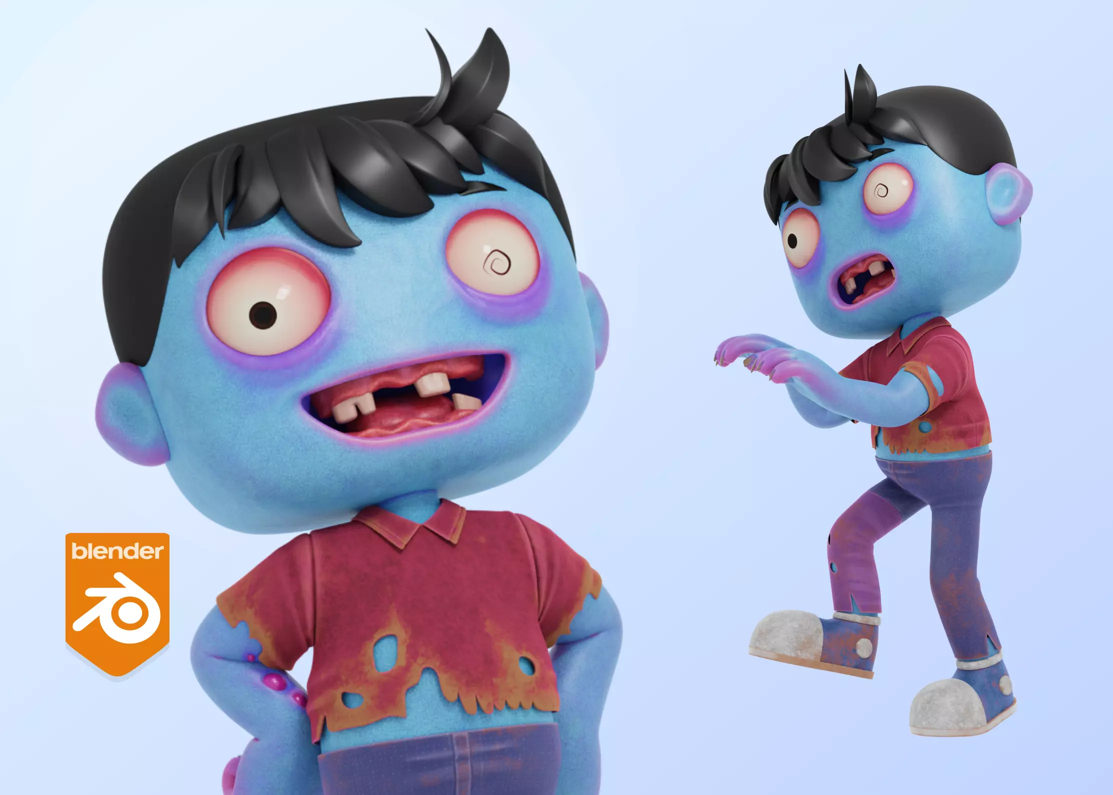 Cartoon Male Zombie – 3D Character Model | ThreeDee