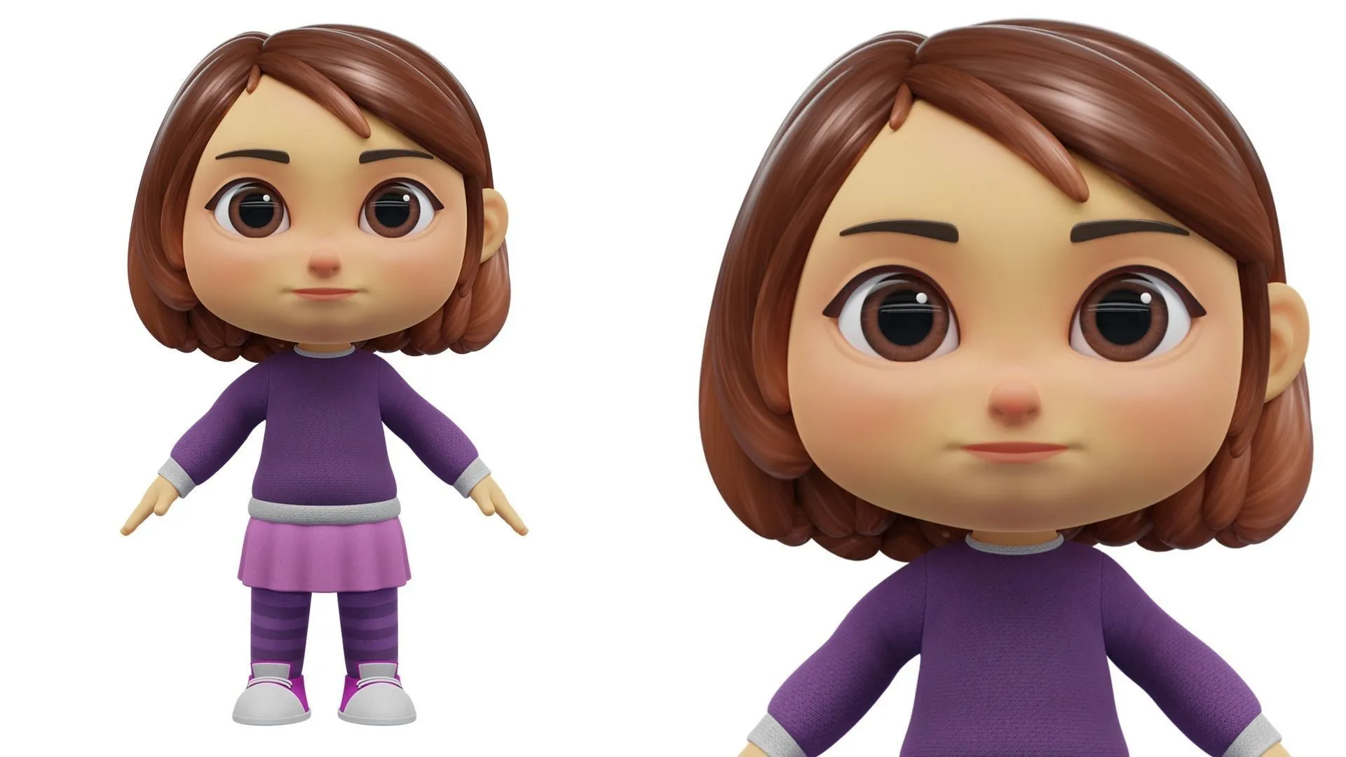 Cartoon White Girl – 3D Character Model | ThreeDee