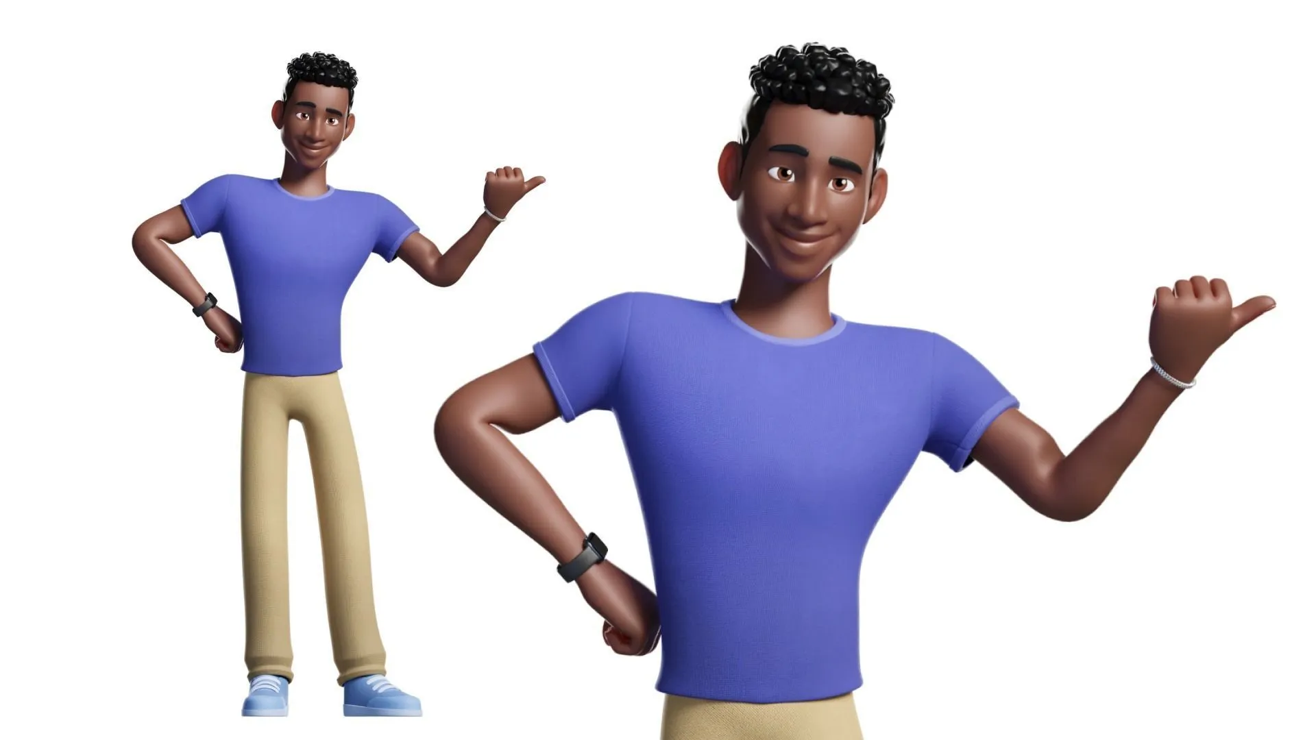 Customizable Black Man Character – 3D Character Model | ThreeDee