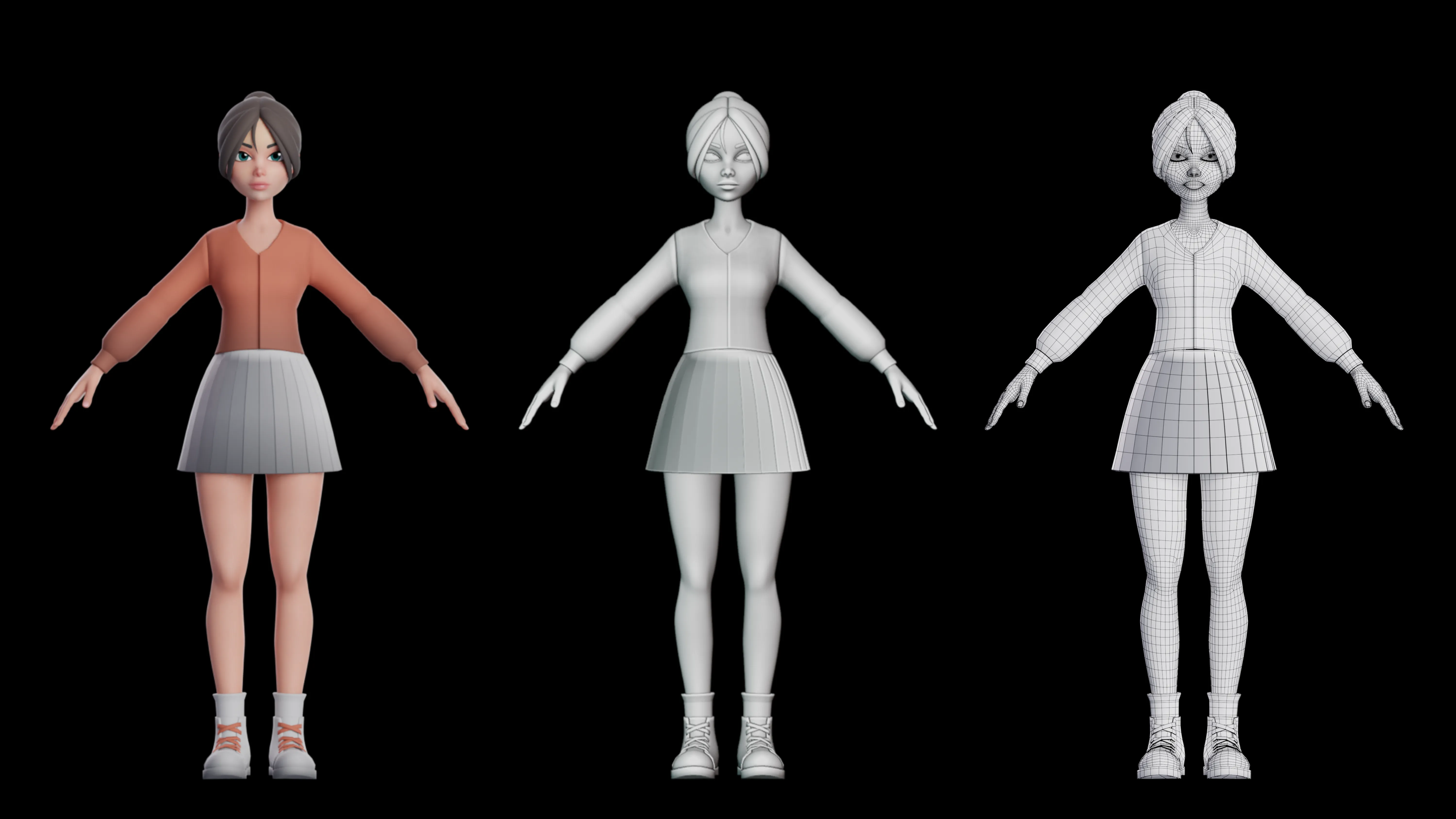 Female Teenager – 3D Character Model | ThreeDee