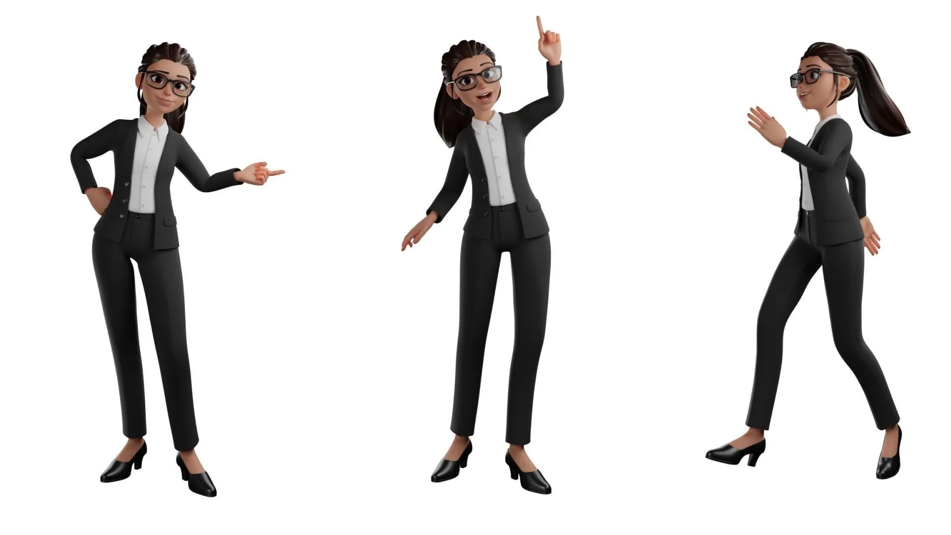 Secretary Business Woman Character – Professional Rigged 3D Model ...