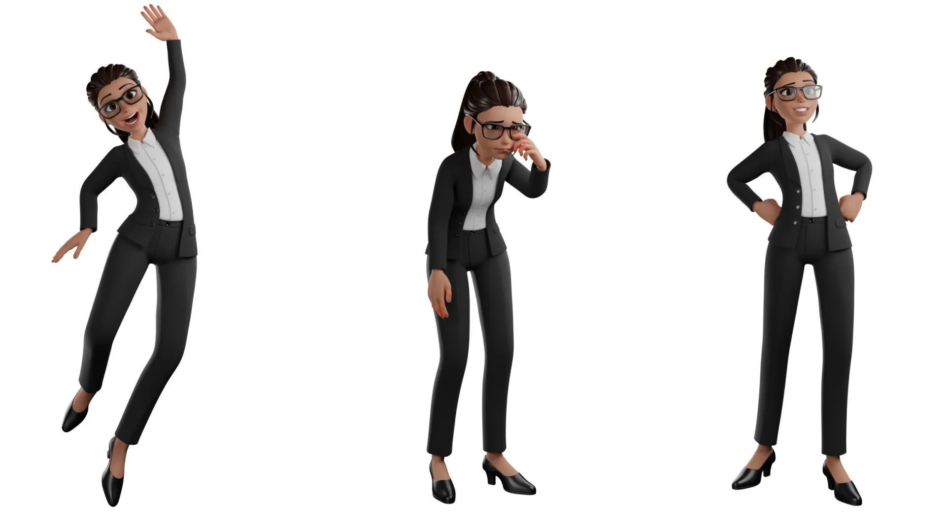 Secretary Business Woman Character – Professional Rigged 3D Model ...