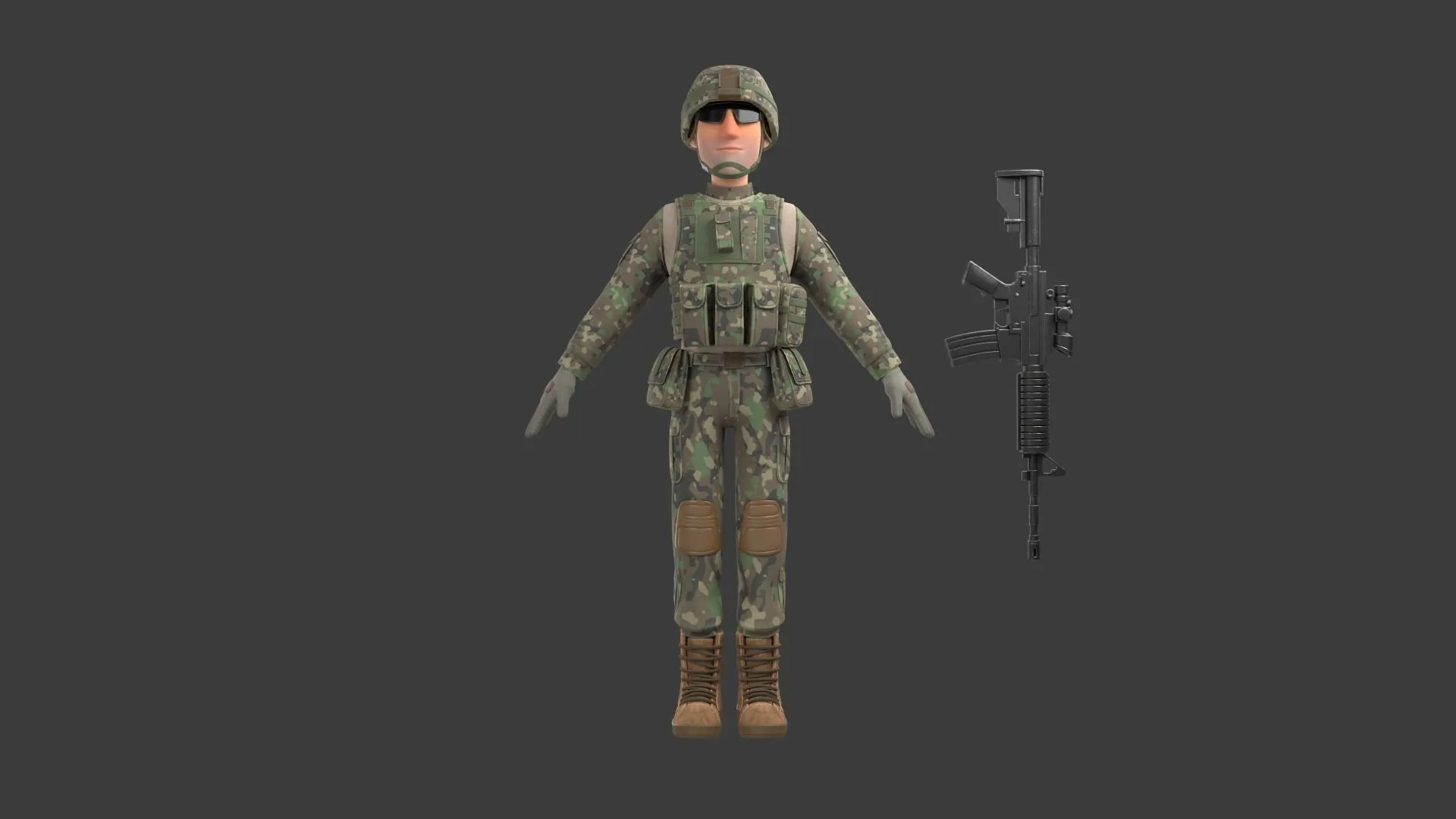 Cartoon Soldier Male Army Character – 3D Character Model | ThreeDee