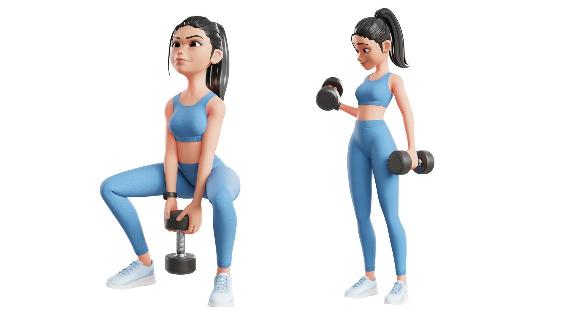 Sports Gym Fitness Woman – 3D Character Model | ThreeDee