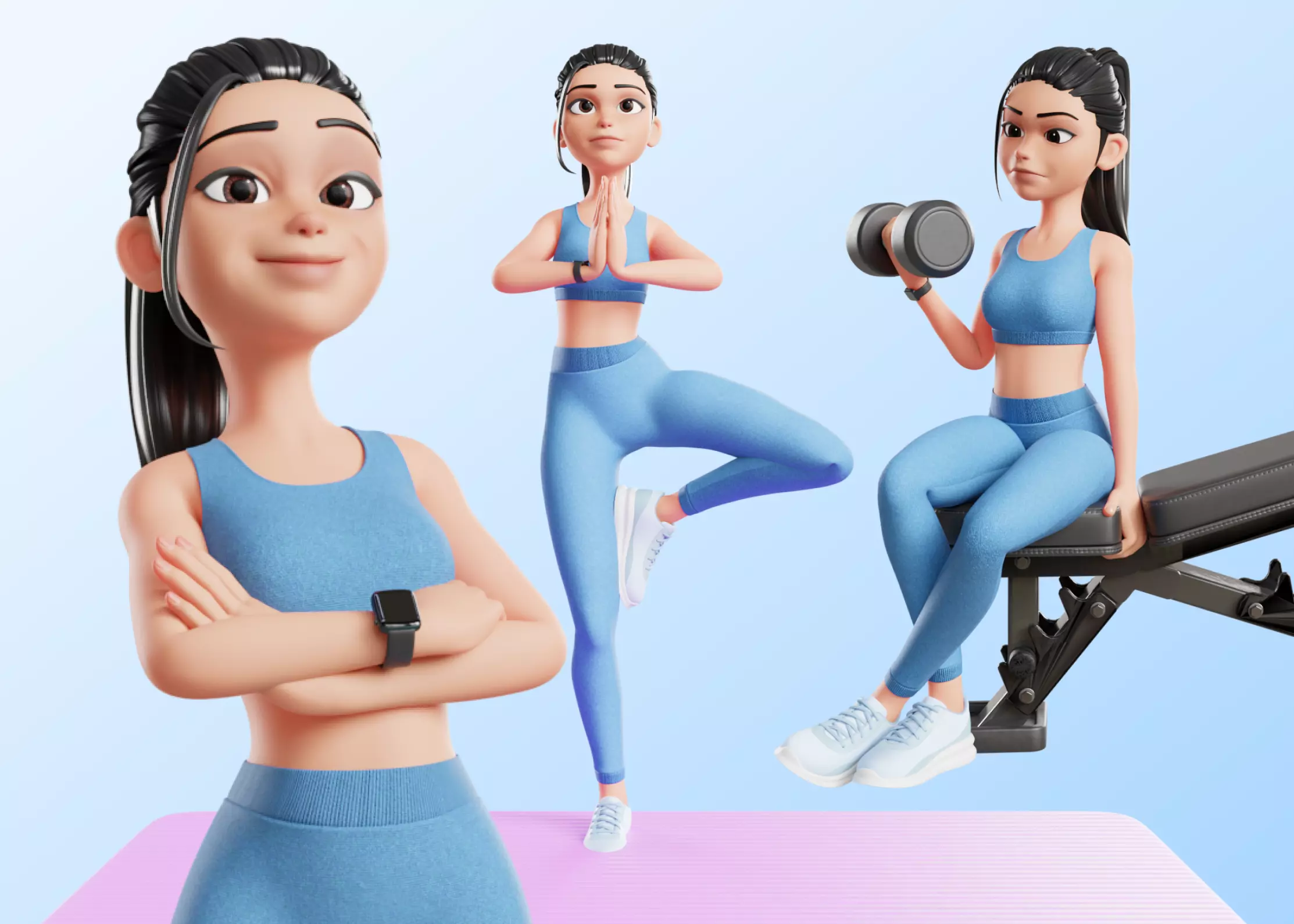Sports Gym Fitness Woman – 3D Character Model | ThreeDee